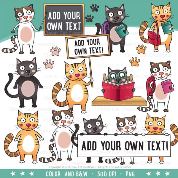 Cat Clip Art - Classroom Cats! - Made By Teachers