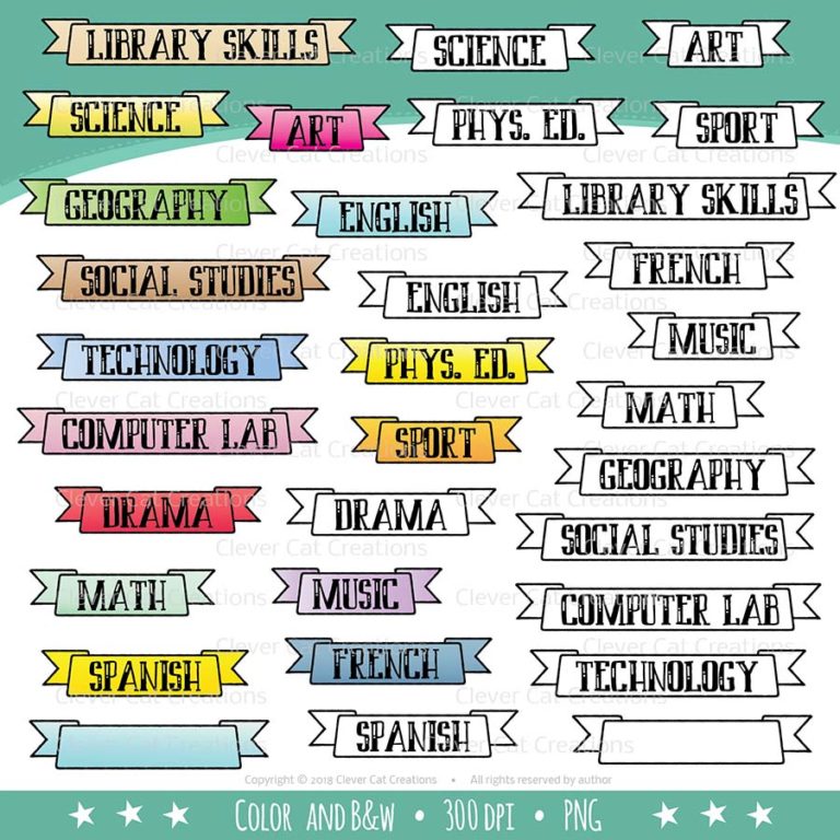 School Subjects Clip Art Icons | Made By Teachers