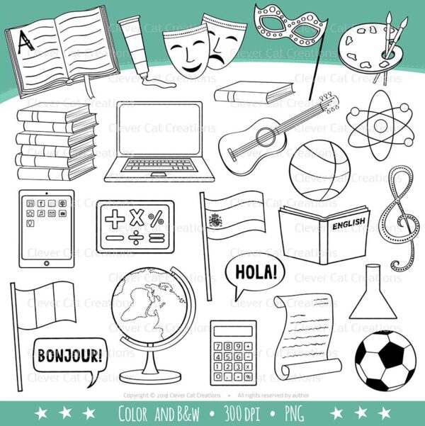School Subjects Clip Art Icons - Made By Teachers