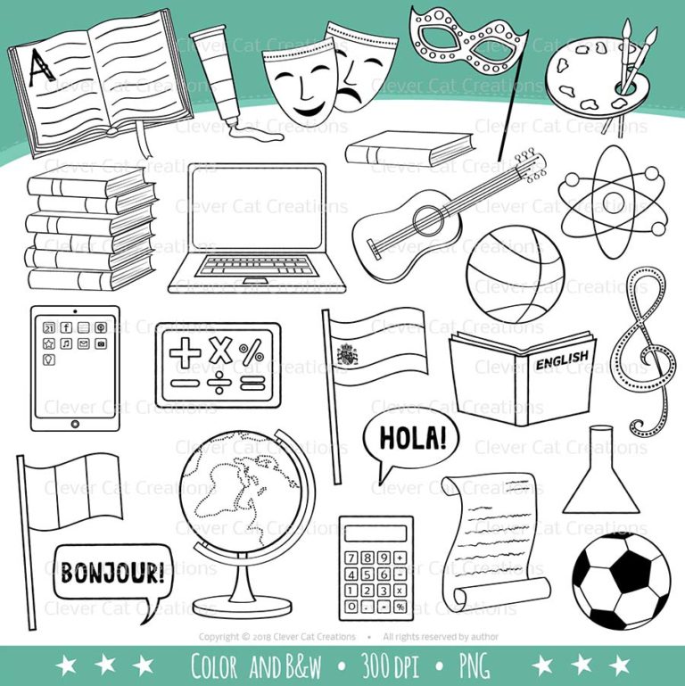 School Subjects Clip Art Icons | Made By Teachers