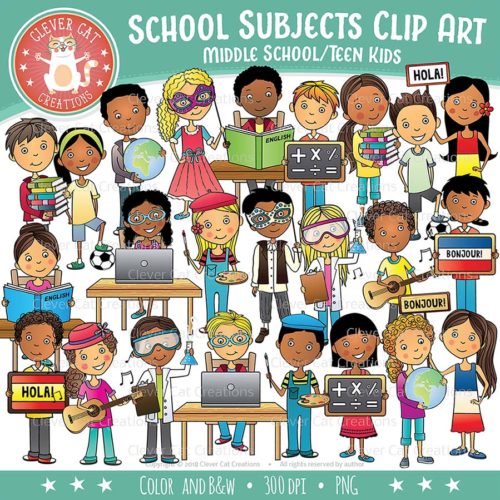 School Subjects Clip Art - Kids - Made By Teachers