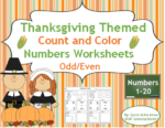 ThanksgivingThemed Numbers Worksheets(1-20)Count,Color,Trace, Circle ...
