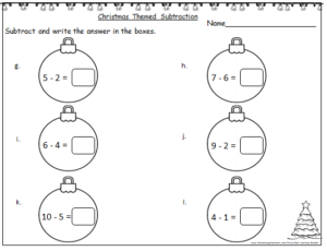 Christmas Themed Subtraction with Pictures (within 10) - Made By Teachers