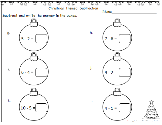 Christmas Themed Subtraction with Pictures (within 10) - Made By Teachers