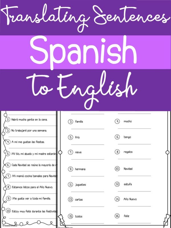 English To Spanish Translation Sentences Worksheets English To Spanish Translation Sentences Worksheets