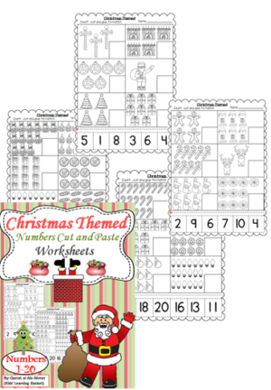 Christmas Themed Numbers Cut and Paste Worksheets (1-20) - Made By Teachers