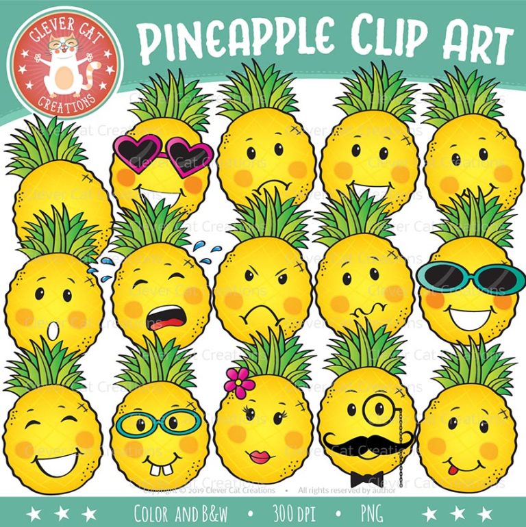 Summer Pineapple Clip Art {Emotions Clipart} - Made By Teachers