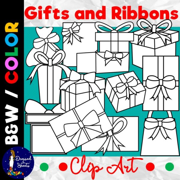 Christmas Gifts and Ribbons Clip Art - Made By Teachers