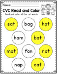 Read and Color: CVC Words SAMPLER - Made By Teachers