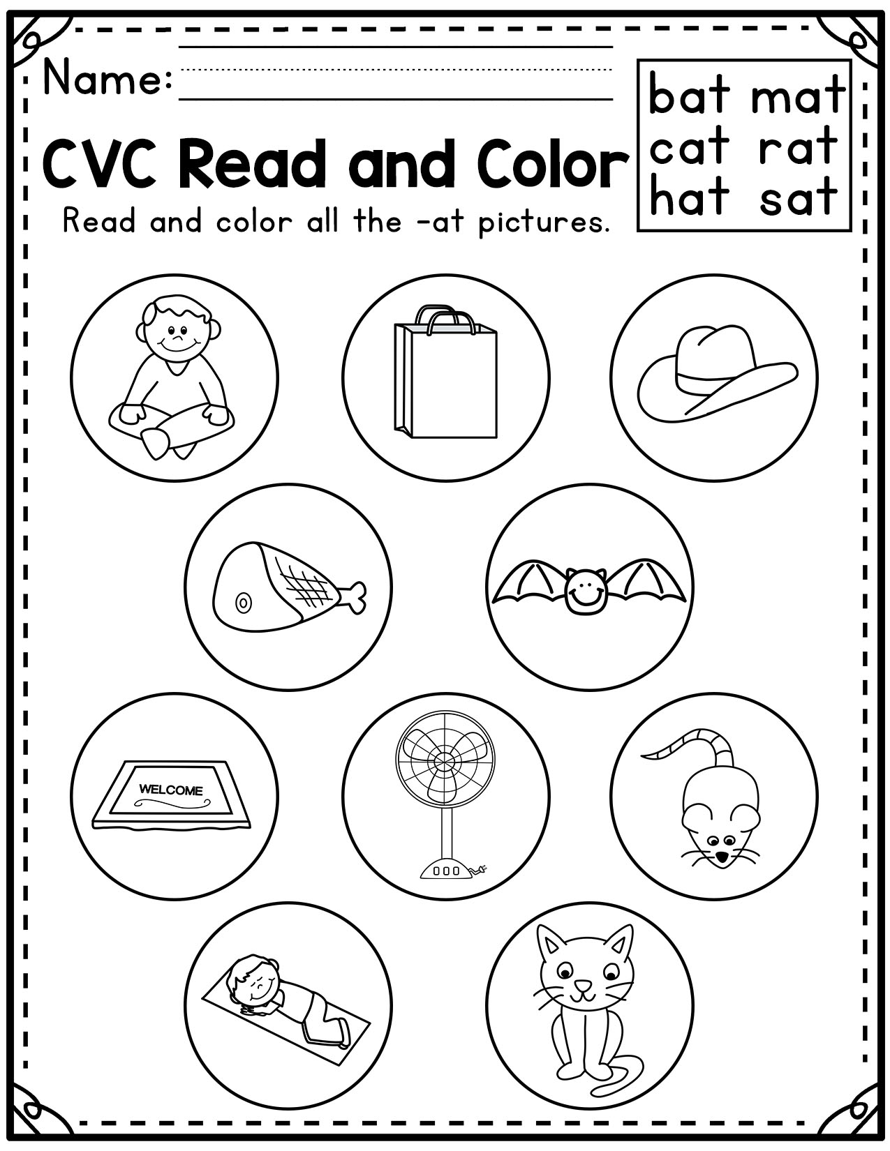 Read And Color CVC Words SAMPLER Made By Teachers