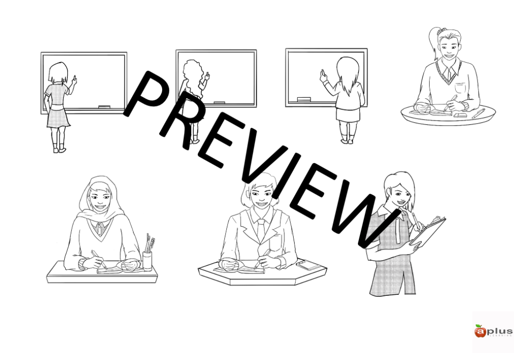 Teens Writing in Uniform Clip Art - Made By Teachers