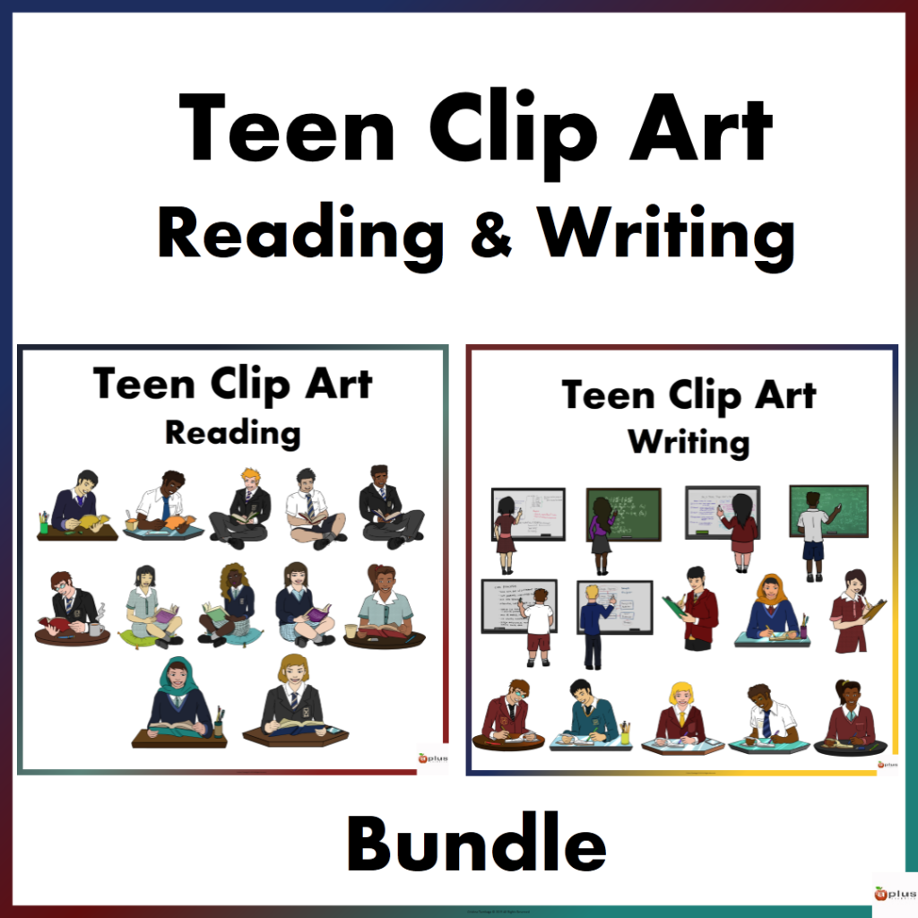 Teens Reading and Writing in Uniform Clip Art Bundle - Made By Teachers