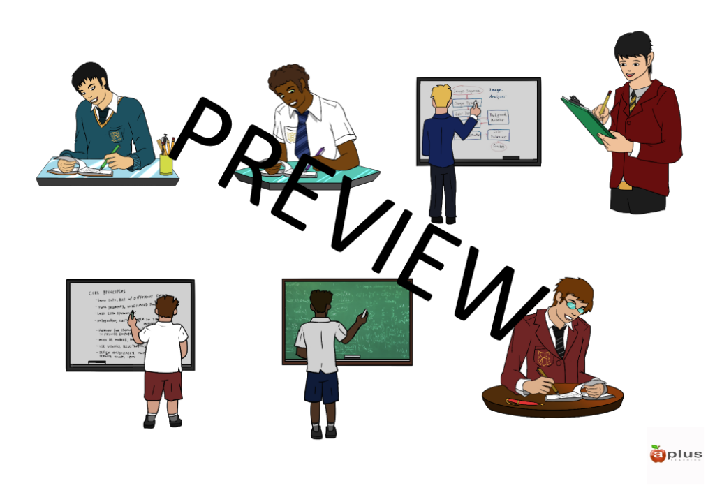 Teens Reading and Writing in Uniform Clip Art Bundle - Made By Teachers