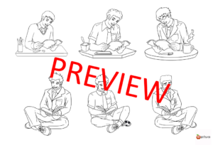 Teens Reading and Writing in Uniform Clip Art Bundle - Made By Teachers