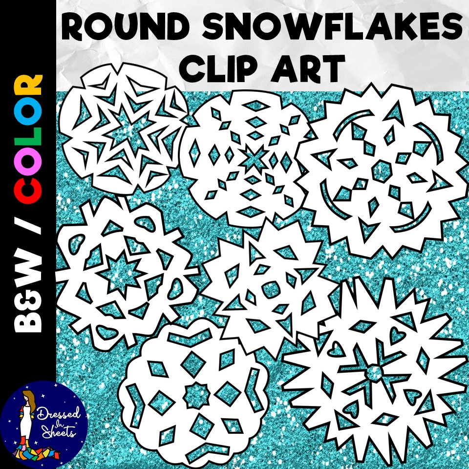 Round Snowflakes Clip Art | Made By Teachers