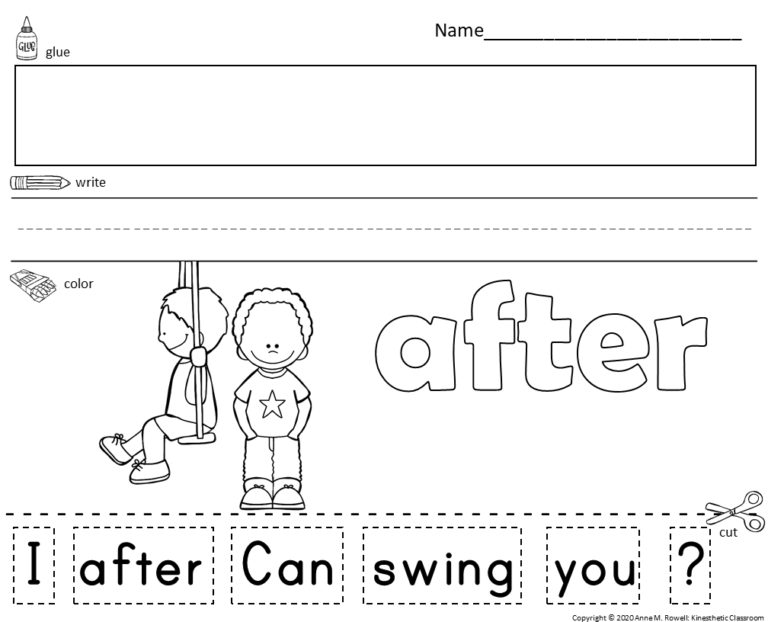 Sight Word Sentence Cut and Paste Worksheets - Made By Teachers