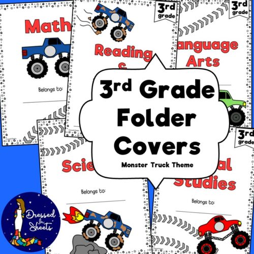 3rd Grade Folder Covers Monster Truck Theme | Made By Teachers