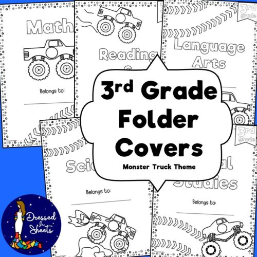3rd Grade Folder Covers Monster Truck Theme | Made By Teachers