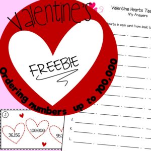 FREEBIE - Valentine's Ordering Numbers up to 100,000 | Made By Teachers