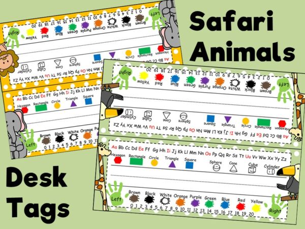 Safari Animals Printable Desk Name Tags - Made By Teachers