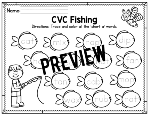 CVC Fishing Sorting Mats and Worksheets | LITERACY CENTER - Made By ...