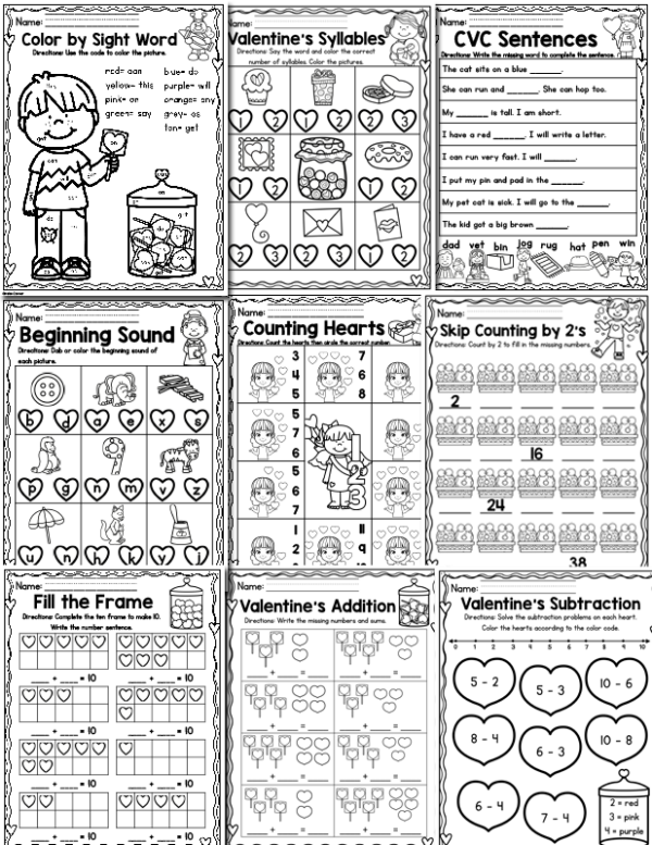 Valentine's Day Kindergarten Worksheets (February) | Made By Teachers