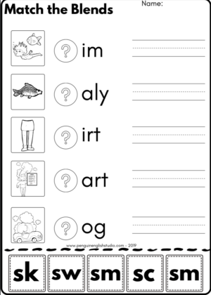 Blend Reading Worksheet - SC, SK, SW, SM Sound | Made By Teachers
