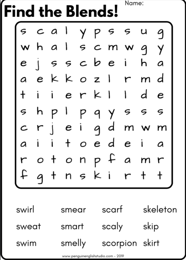 Blend Reading Worksheet - SC, SK, SW, SM Sound | Made By Teachers