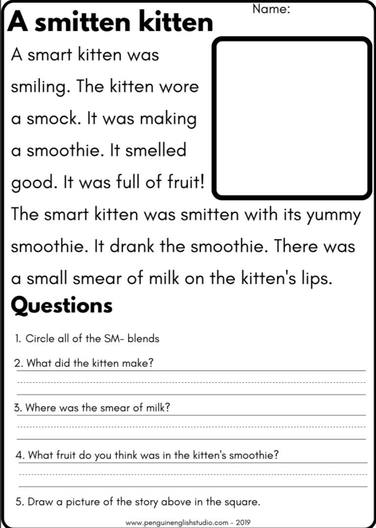 Blend Reading Worksheet - SC, SK, SW, SM Sound | Made By Teachers