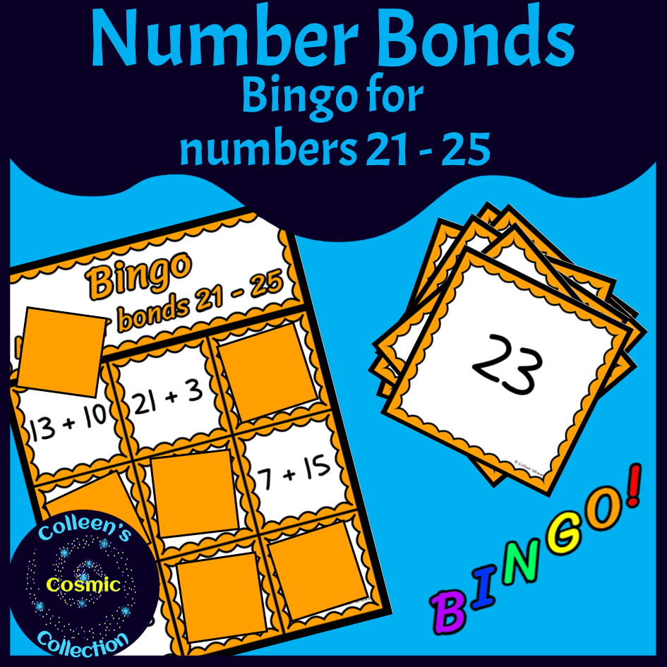 Number Bonds Bingo for numbers 16-20 for SMALL GROUPS in BLACK & WHITE ...