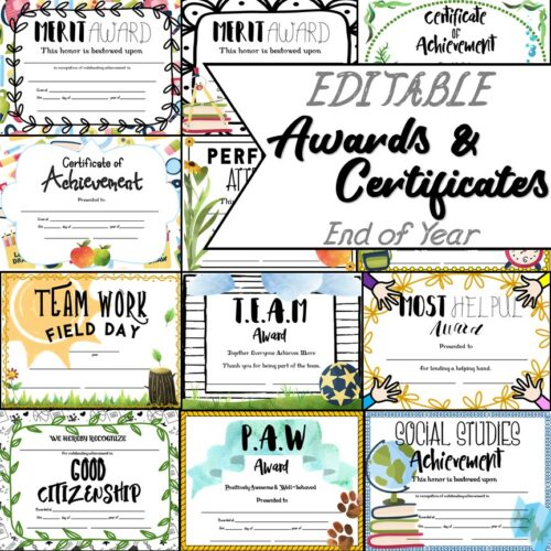 Editable Awards and Certificates for * End of Year* - Made By Teachers
