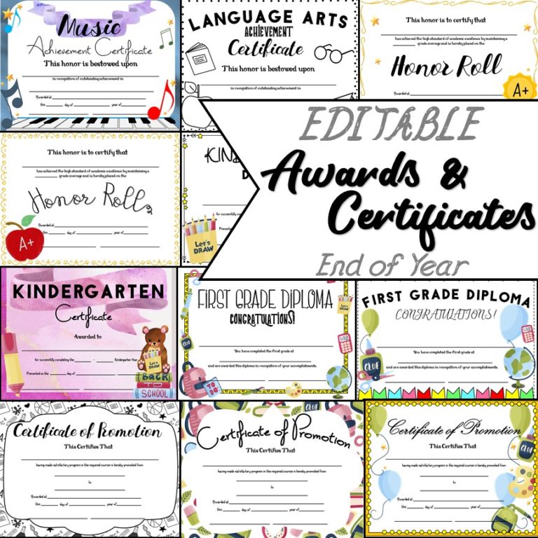 Editable Awards and Certificates for * End of Year* | Made By Teachers
