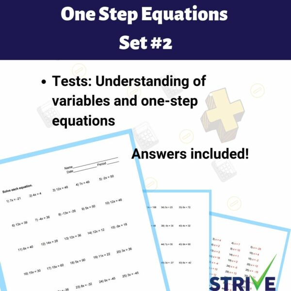 One Step Equations - Set 2 | Made By Teachers