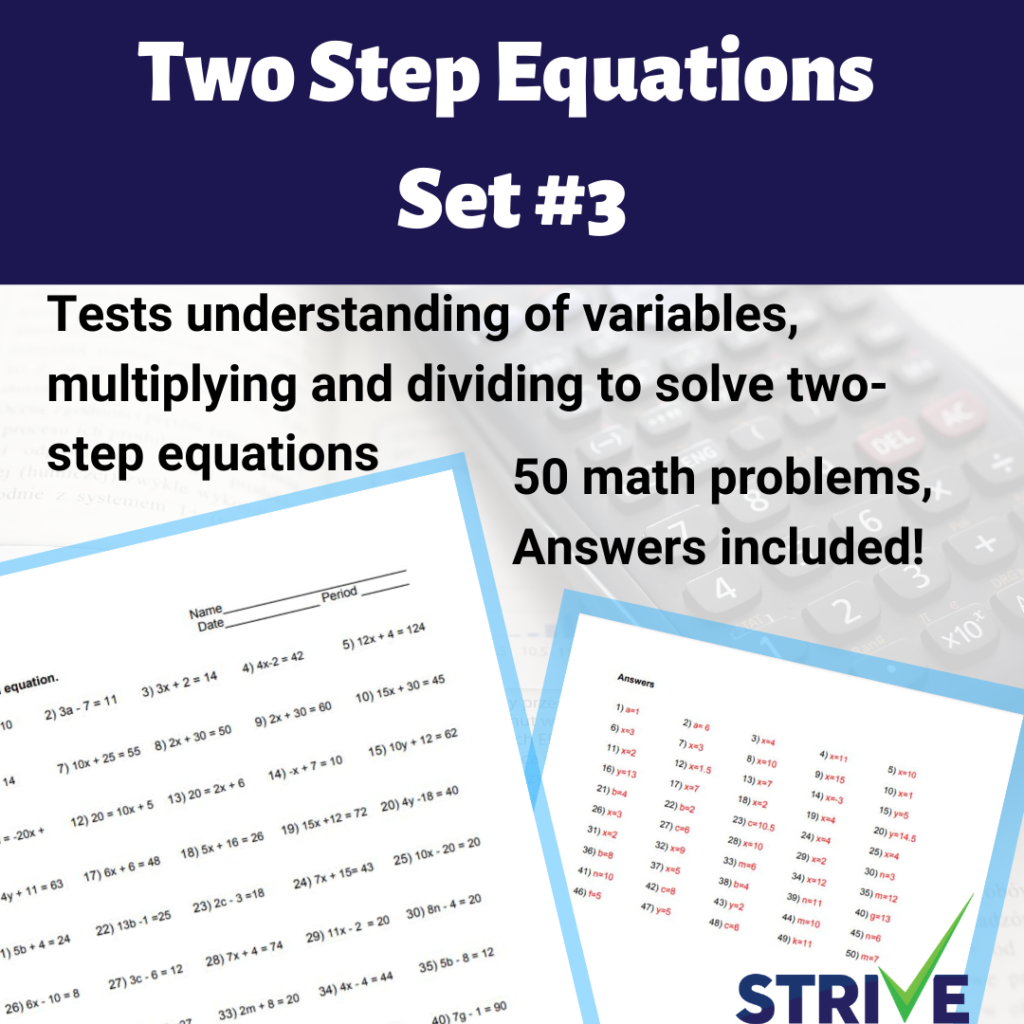 Two Step Equations - Set 3 - Made By Teachers