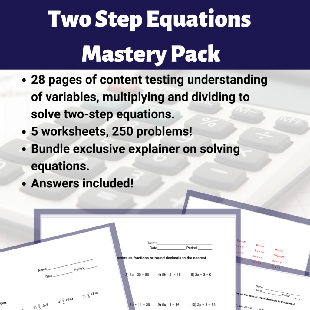 Two Step Equations Mastery Pack | Made By Teachers
