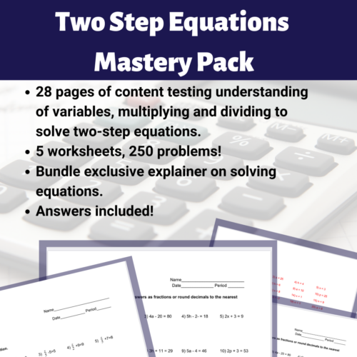 Two Step Equations Mastery Pack | Made By Teachers