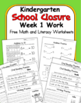 Free SCHOOL CLOSURE Kindergarten Math and Literacy Worksheets (10 Pages ...