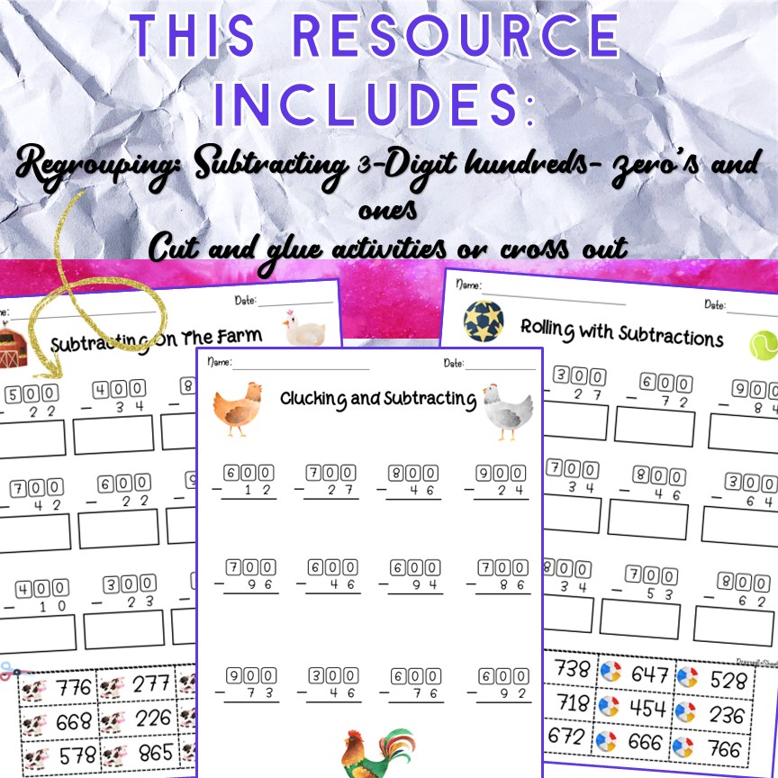 3-Digit Minus 2-Digit Subtraction With Regrouping Worksheets | Made By ...