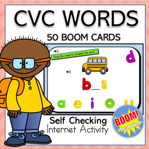 CVC No Prep Worksheets and BOOM Cards - Distance Learning | Made By ...