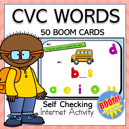 CVC No Prep Worksheets and BOOM Cards - Distance Learning | Made By ...