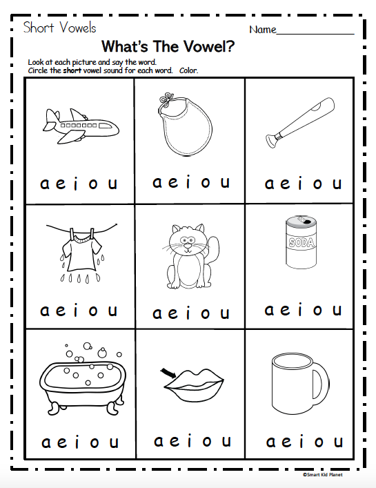 CVC Vowel Sounds Worksheet