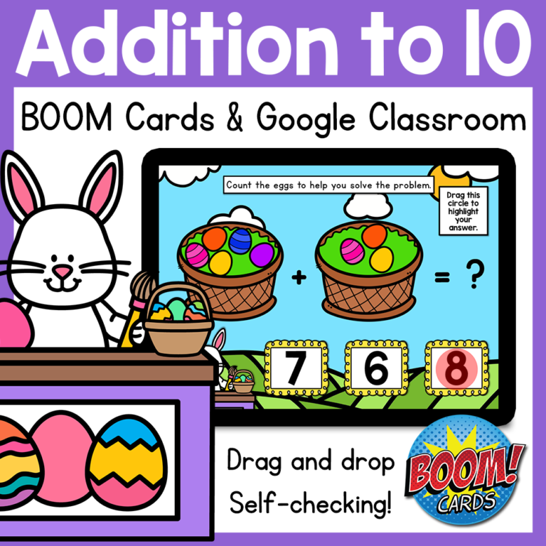 Google Classroom Addition to 10 BOOM Cards | Easter Distance Learning ...