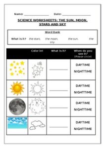 Science worksheets: The Sun, The Moon, The Stars and The Sky - Made By ...