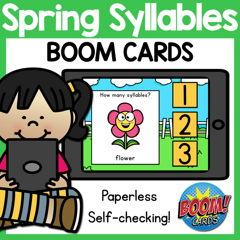 Spring Syllables BOOM Cards l Distance Learning - Made By Teachers