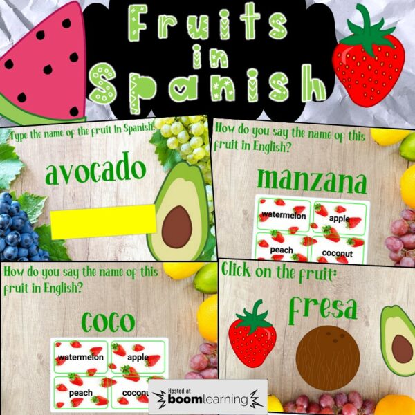 Fruits in Spanish BOOM cards *Distance Learning* | Made By Teachers