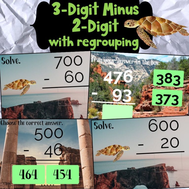 3-Digit Minus 2-Digit Subtraction With Regrouping BOOM cards *Distance ...