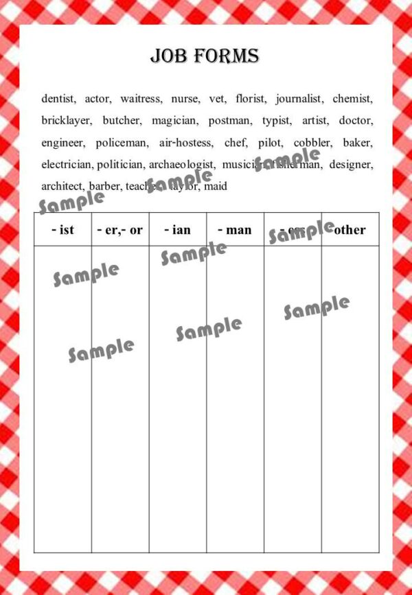 Job Forms - Made By Teachers