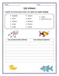 French Animals (Les animaux) Distance Learning worksheets | Made By ...