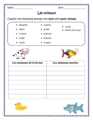 French Animals (Les animaux) Distance Learning worksheets - Made By ...