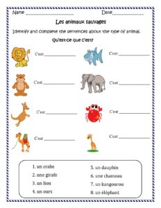 French Animals (Les animaux) Distance Learning worksheets | Made By ...